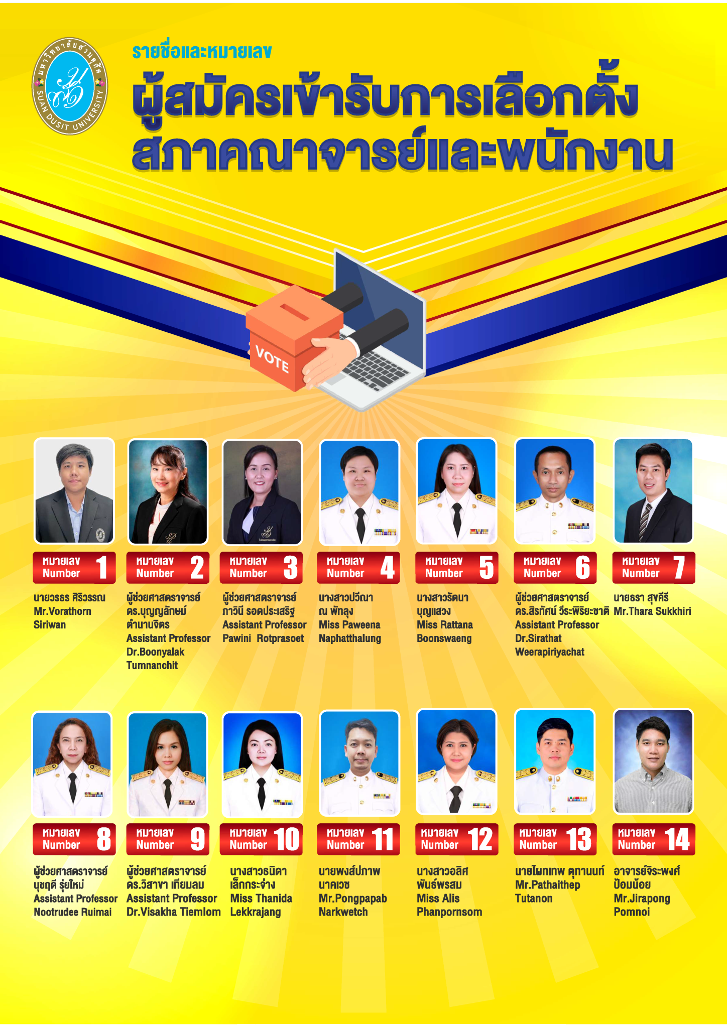 มหาวิทยาลัยสวนดุสิต Suan Dusit University – SDU Election 2568 ประกาศการเลือกตั้ง-สภาคณาจารย์และ ...